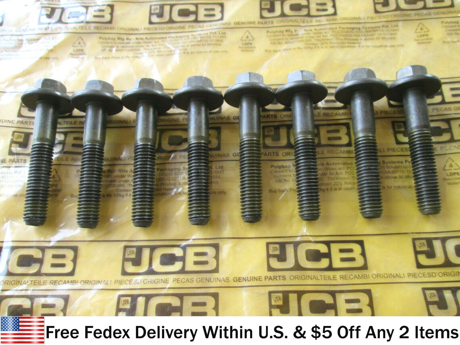 JCB PARTS - GENUINE JCB BOLT M 10 X 57, SET OF 8 PCS. (PART NO. 320/ ...