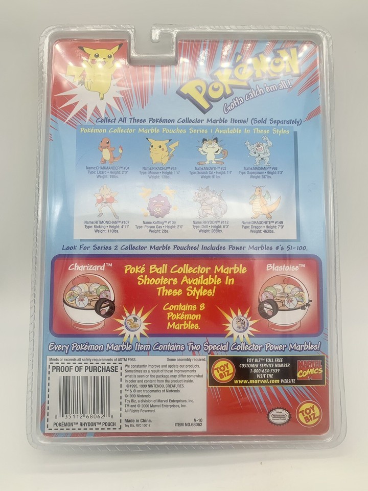 Pokemon Collector Marble Pouches Series 1 Blue RHYDON GLOOM First ...