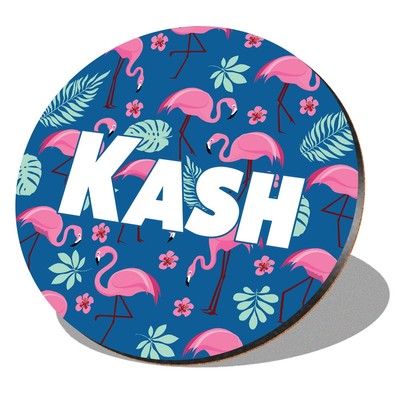 1 x Round Coaster - Name Kash Tropical Flamingo Palm Flower Lettering ...