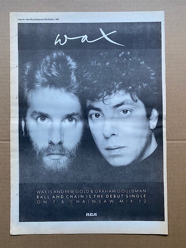 WAX BALL AND CHAIN POSTER SIZED original music press advert from 1985 ...