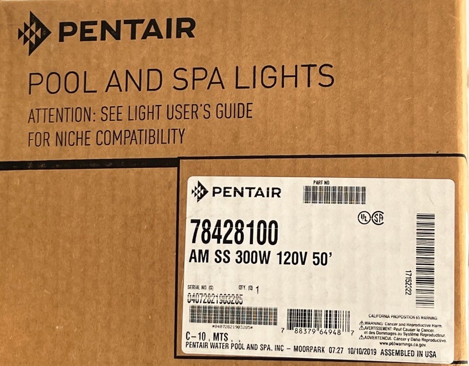 Pentair 78428100 Amerlite Underwater Incandescent Pool Light Stainless ...