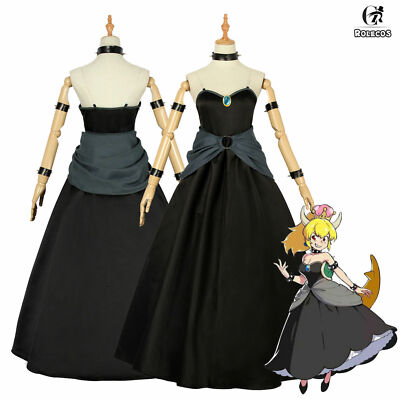 Bowsette Booette Princess Teresa White Long Dress Cosplay Costume Ball ...
