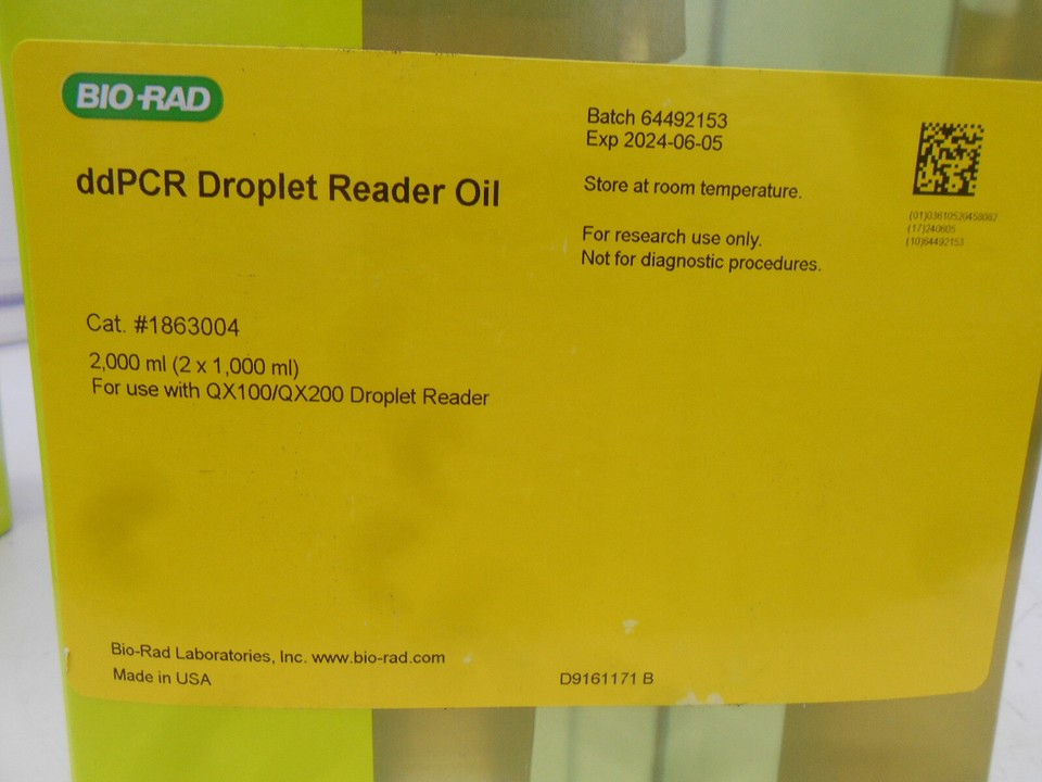 NEW SEALED BIO RAD ddPCR Droplet Reader Oil 2L (2 X 1L) 1863004 for ...