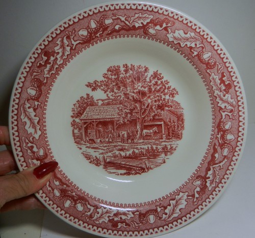 Royal China Ironstone MEMORY LANE Red Transferware 8.5 in Rimmed Soup ...