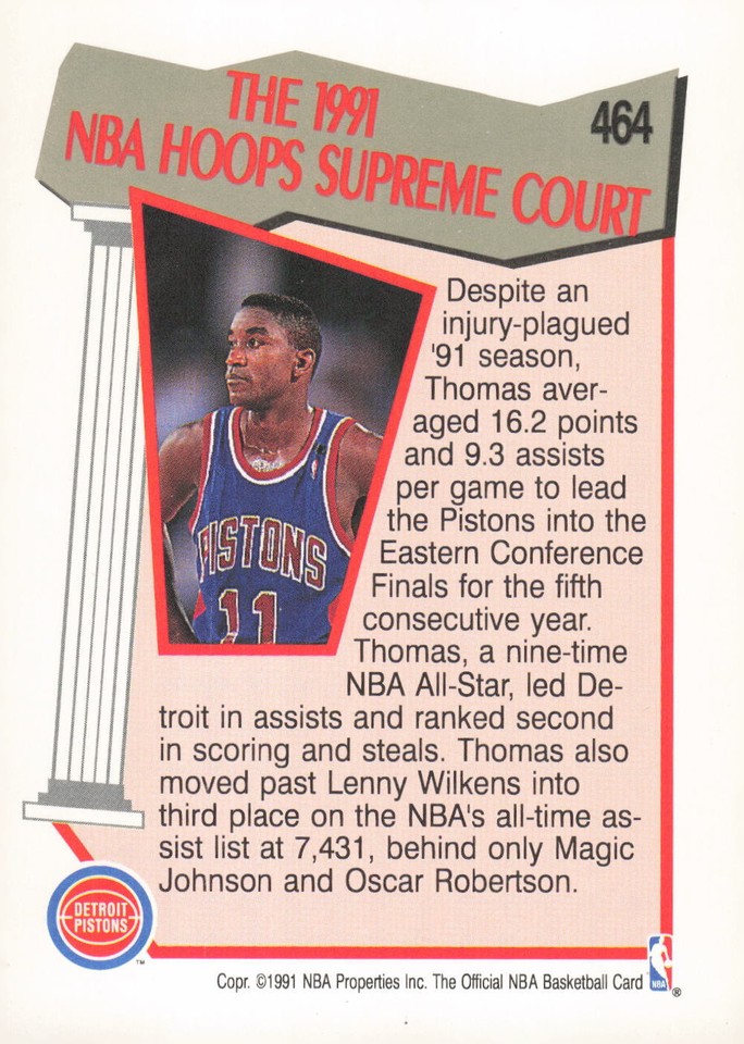 1991-92 Hoops #464 Isiah Thomas | eBay