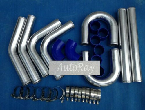 2.5" 64mm Aluminum Universal Intercooler Turbo Piping pipe Kit + Blue ...