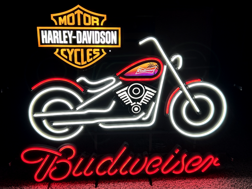 BUDWEISER HARLEY-DAVIDSON MOTORCYCLE LED BEER BAR SIGN MAN CAVE LIGHT ...