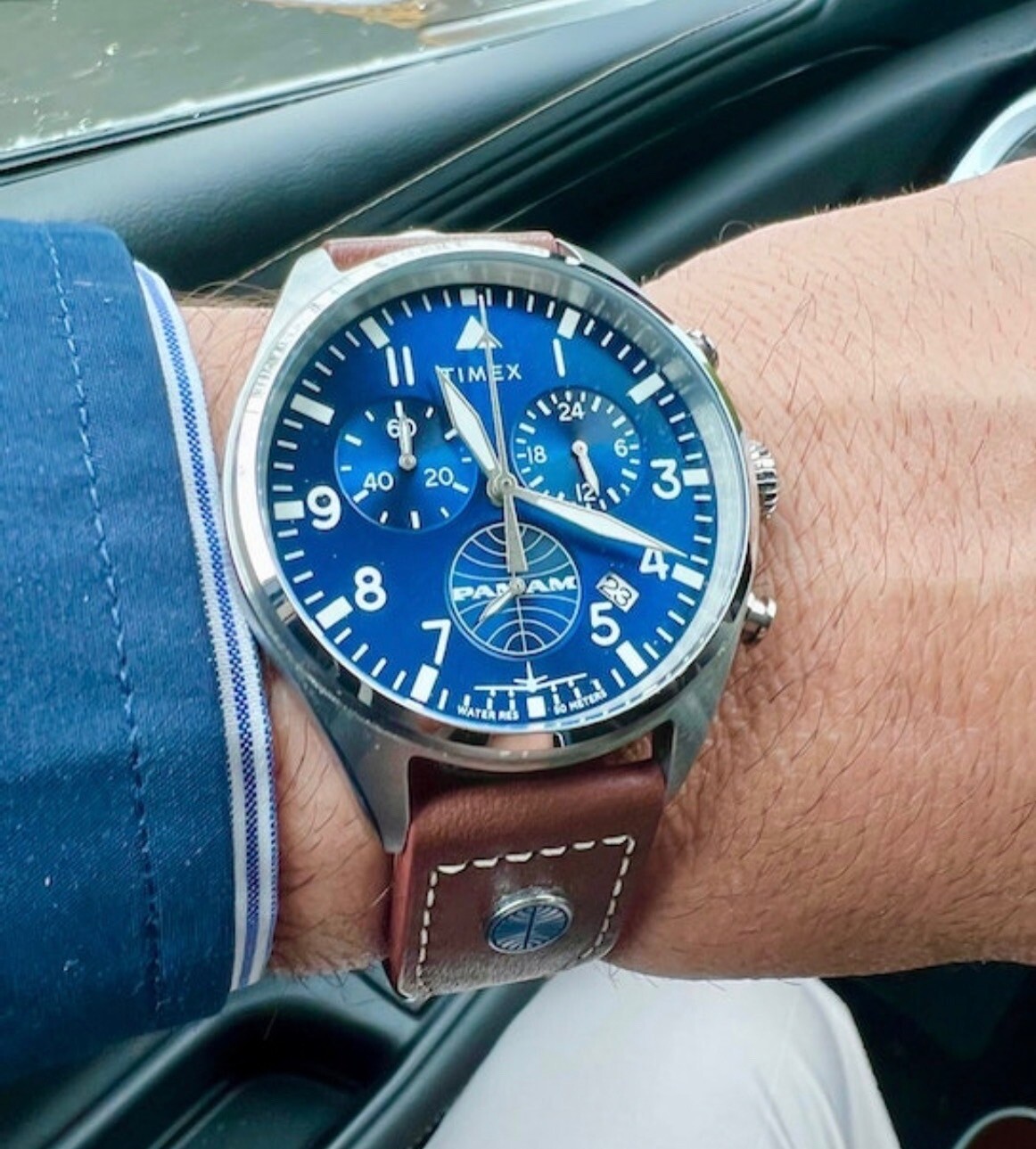 Timex Brown Mens Chronograph Watch Pan-am Chrono TWG030000 194366229066 ...