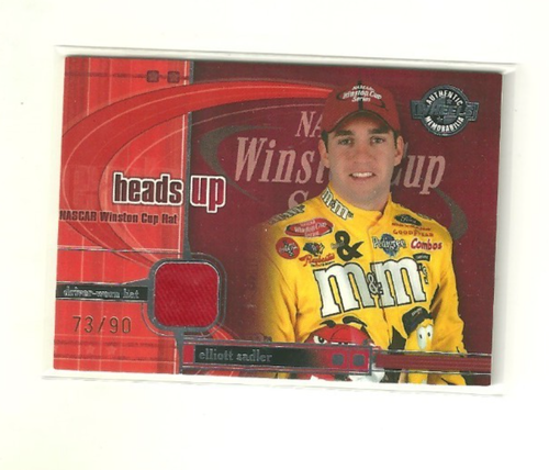 2003 WHEELS HEADS UP DRIVERS WORN WINSTON CUP HAT CARD OF ELLIOTT ...