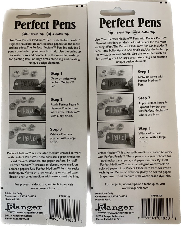 Ranger PERFECT PENS Clear Ink 2ct pens, 2 Pack (=4), Emboss, Watermark ...