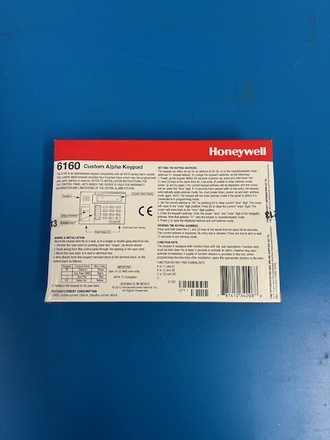 Honeywell 6160 Security Ademco Alpha Display Keypad - White (NEW ...