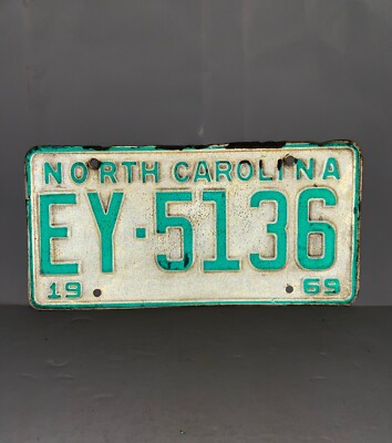 1969 NORTH CAROLINA NC LICENSE PLATE TAG, EY-5136 | eBay
