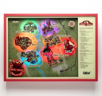Fallout 4 76 Nuka Cola World Map Light Up Framed Shadowbox Art Figure ...