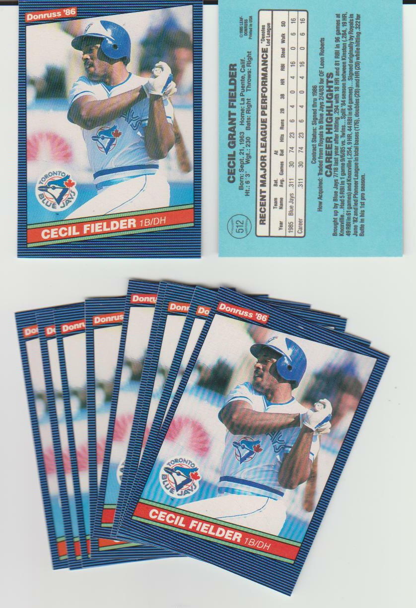Cecil Fielder RC rookie card, 1986 Donruss #512, Toronto Blue Jays | eBay
