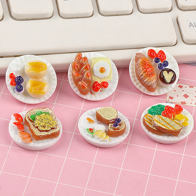 6pcs Mini Dim Sum Platter DIY Miniature Landscape Decors Doll House ...