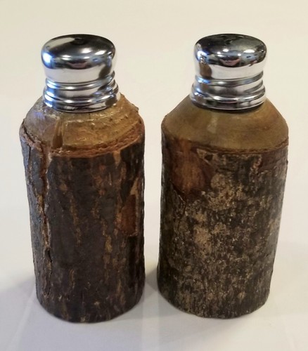 Wood Log Salt Pepper Shakers Set Forest Branch Tree Bark Rustic Cabin ...