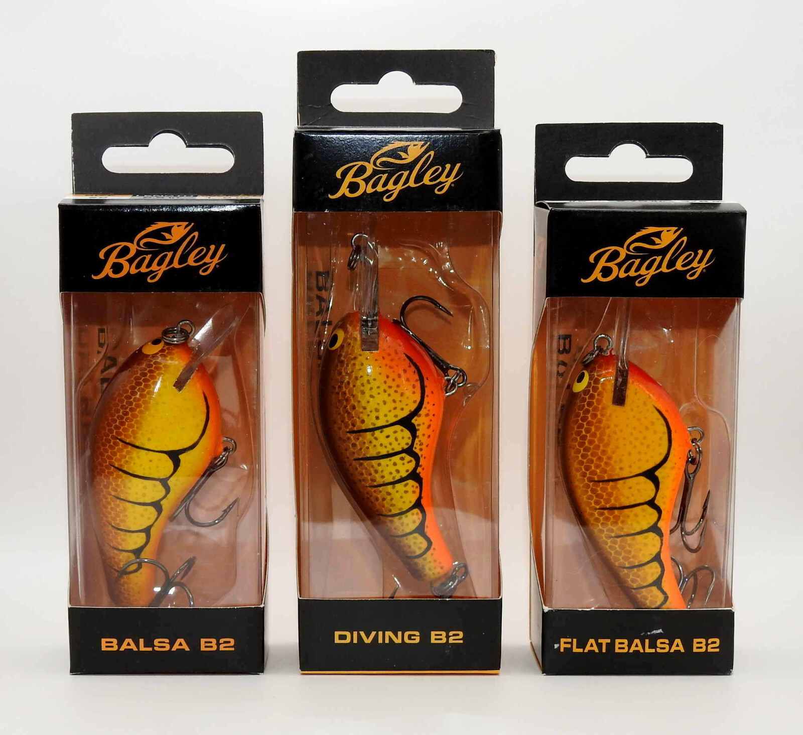 Set of (3) Bagley Balsa B Crankbaits FBB2, DB2, BB2(Crusty Crawdad)Bass ...