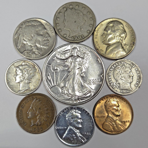 Old Obsolete US Coin Collection With 4 Silver & Uncirculated 9 Coin Set ...