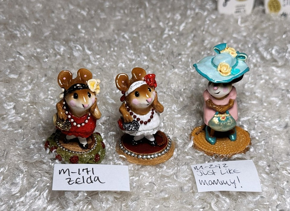 Lot of 9 Vtg Wee Forest Folk WFF Mouse Figures Zelda Just Like Mommy ...