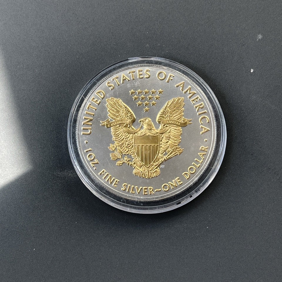 2017 American Eagle Silver Dollar Coin with Gold Gilded Walking Liberty ...