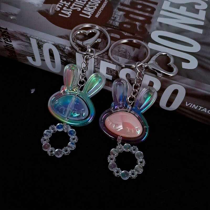 Fashion Clear Rabbit Keychains Acrylic Material Keyring Rabbit Jewelry ...