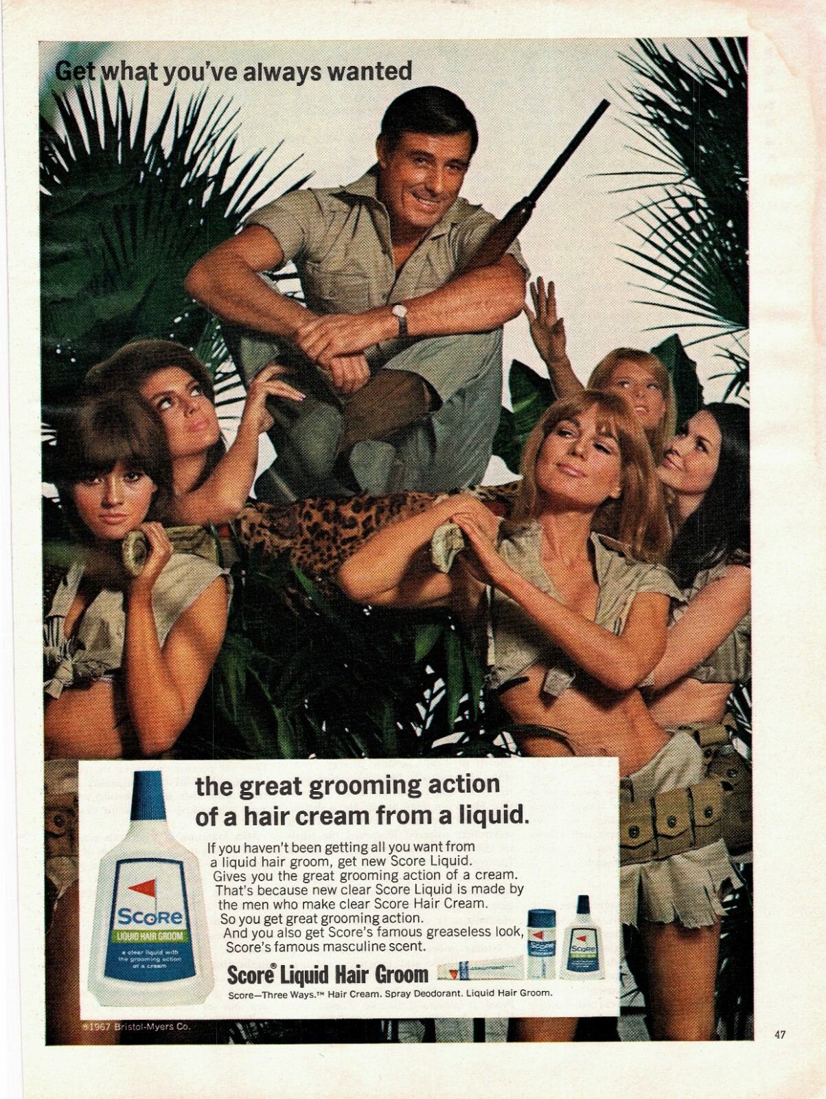 Vintage 1967 Score Liquid Hair Groom Cream Ad - Get what you've always ...