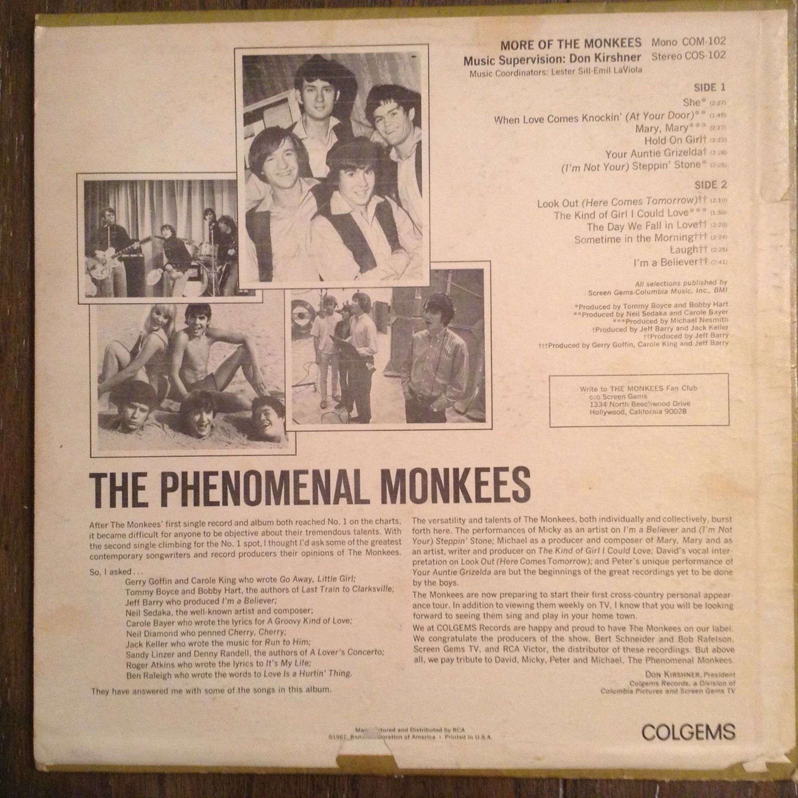 More of the Monkees Colgems LP Records Vinyl Album COM 102 | eBay