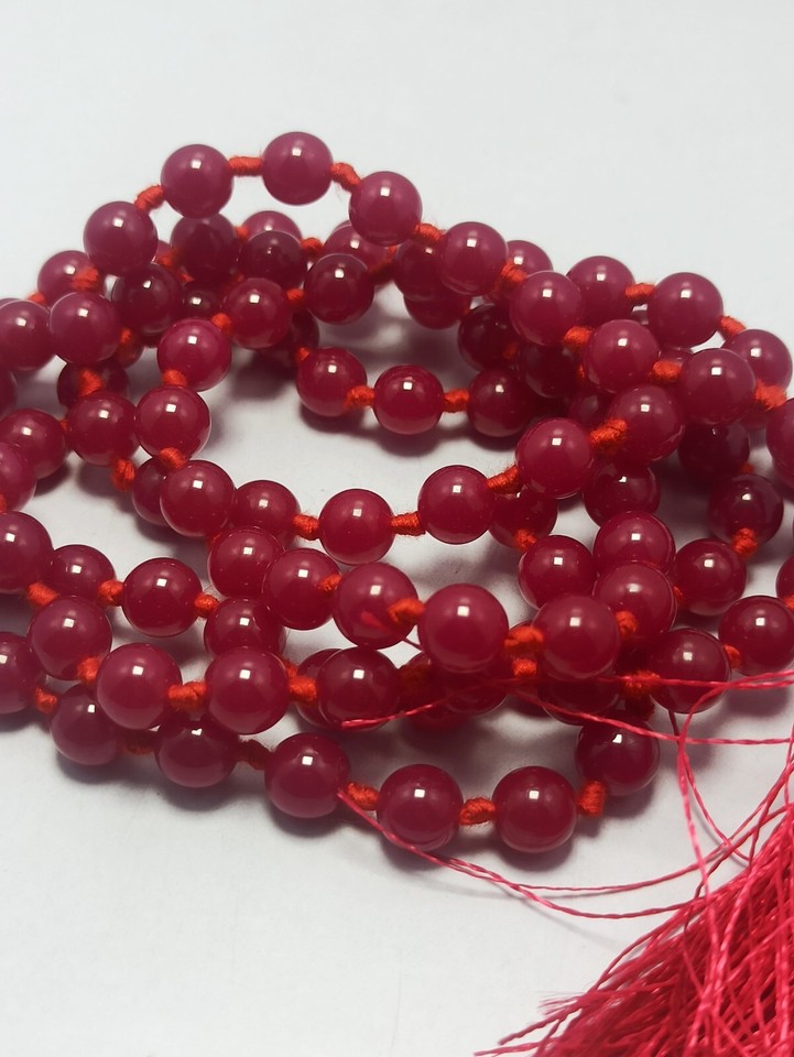 Natural Ruby Hinduism Prayer Beads Guru Japa Mala Meditation 108+1 ...