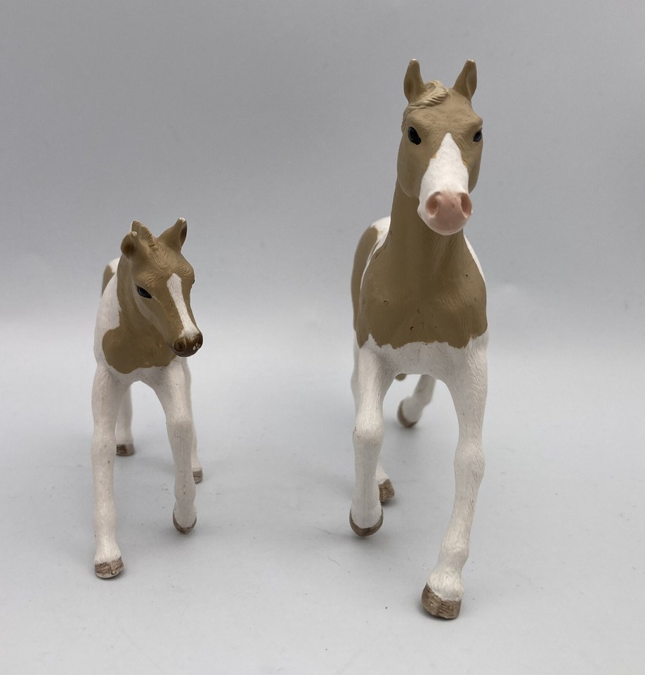 Schleich PAINT MARE & FOAL Pinto Horse 2018 Animal Figures 13886 13884 ...