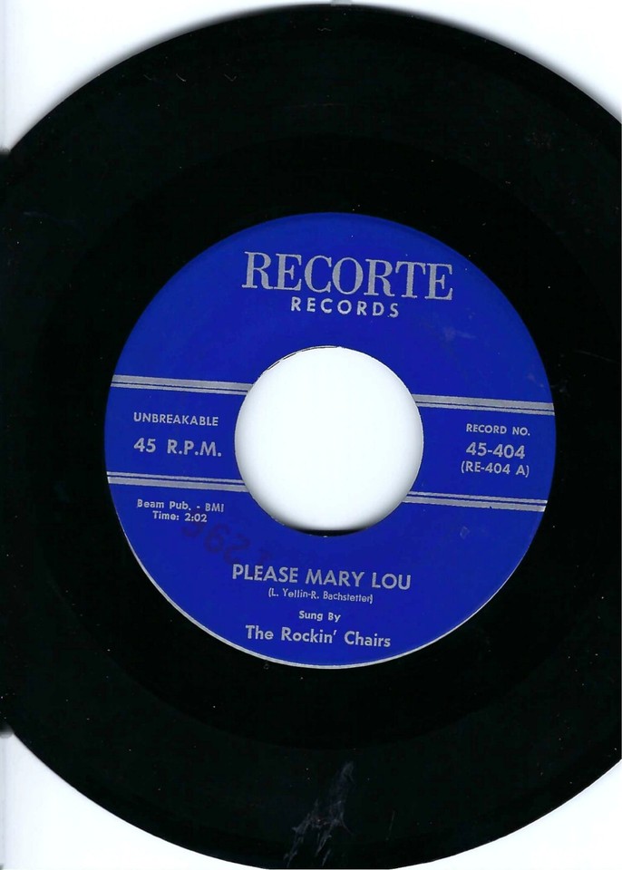 ROCKABILLY- THE ROCKIN' CHAIRS- "COME ON BABY"/"PLEASE MARY LOU"- RECORTE 404-NM | eBay