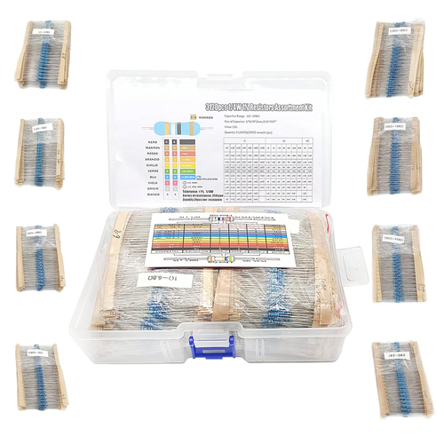 3120Pcs Assorted Metal Film Resistor Kit Minidodoca 1 Ohm-10M Ohm 1/4W ...