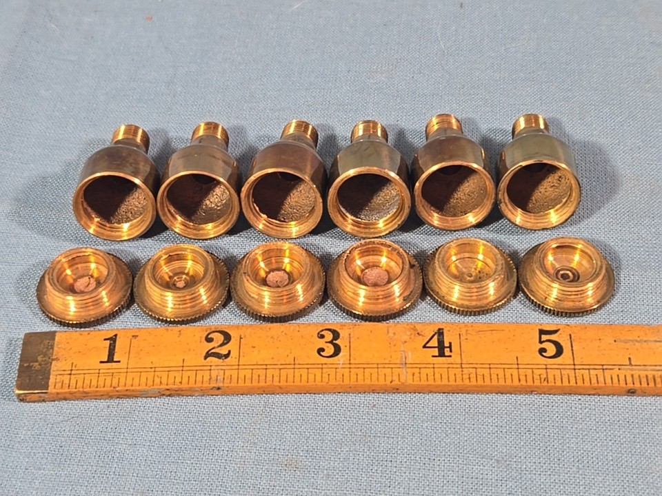 6 Vintage Antique Solid Brass Steam Engine Oiler Oil Grease Cups Hit ...