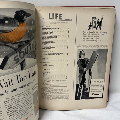 1937 Life Magazine Bound Volume Nov Dec Hardcover Decor Ads Vintage | eBay