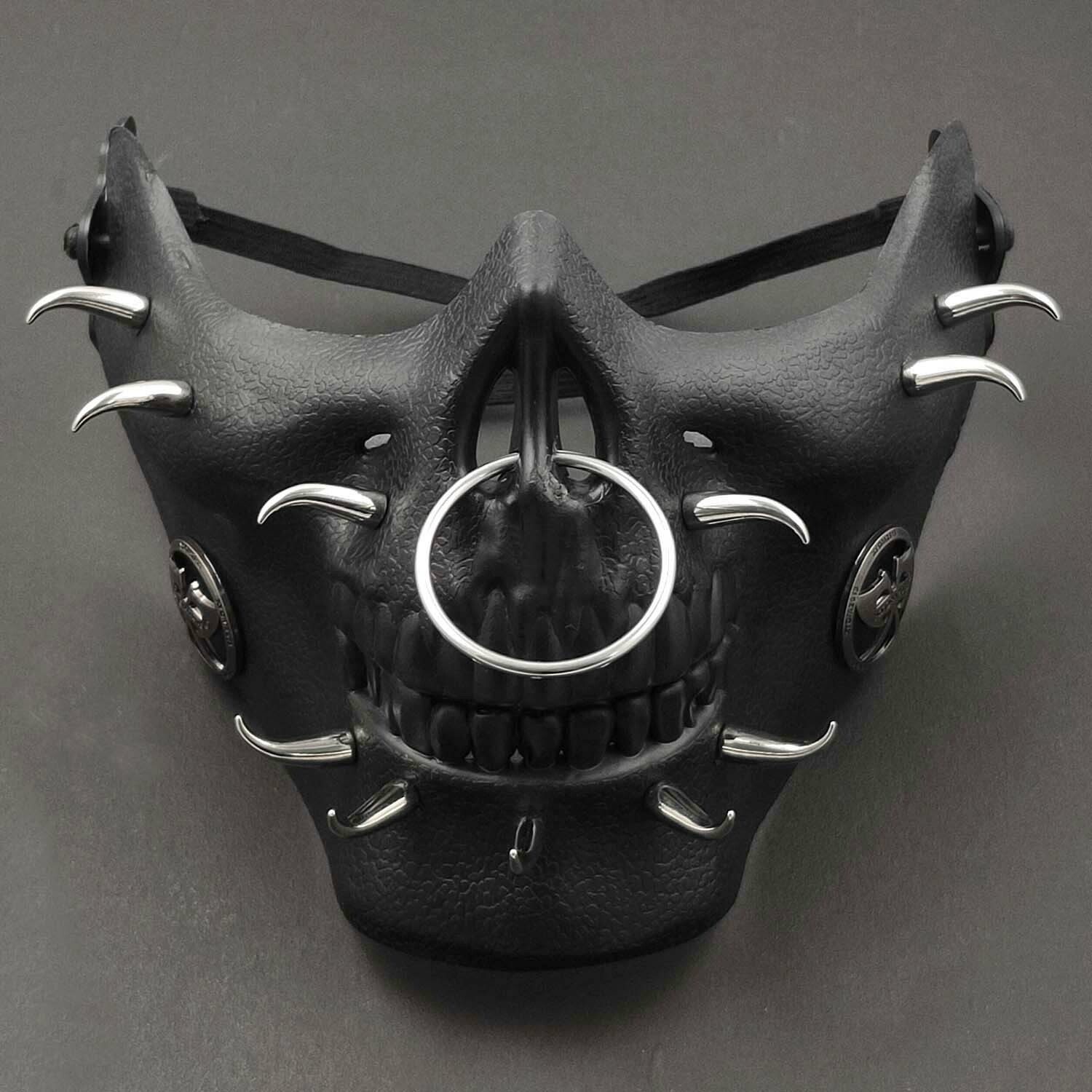 Skull Steampunk Half Face Masquerade Mask Tusks Spike Cool Mask Custume ...
