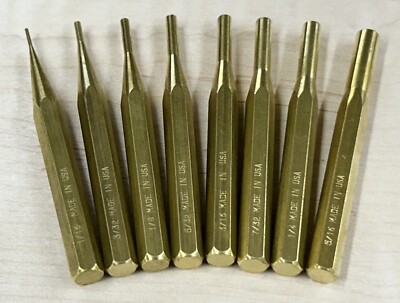 Precision Brass Drive Pin Punches MADE IN USA Hex Punch Set Drift ...