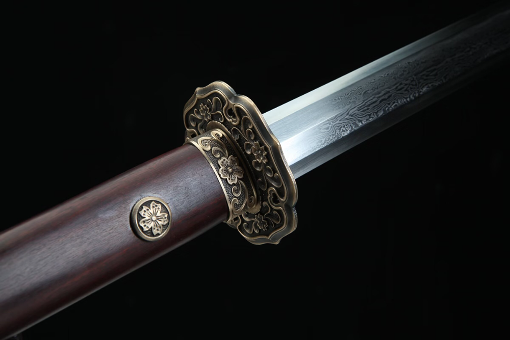 Brass / Rosewood Sheath Chinese Tang Sword Folded Steel Robust Sharp ...