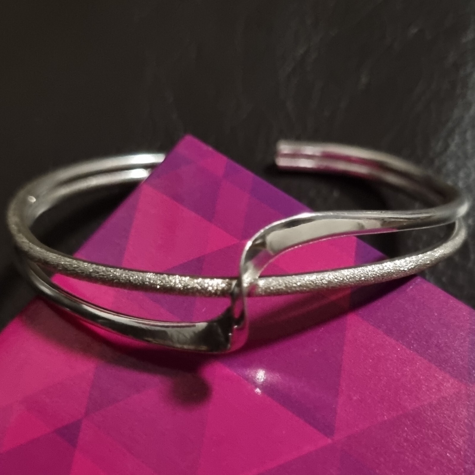 925 Solid Sterling Silver Stardust Wave Cuff Bangle B… - Gem