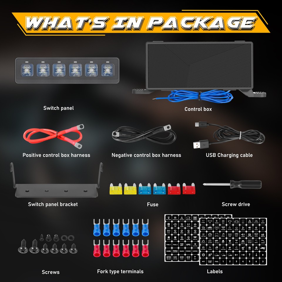 For Ford F150 F250 Wireless 6 Gang Switch Panel LED Lights ON-OFF ...