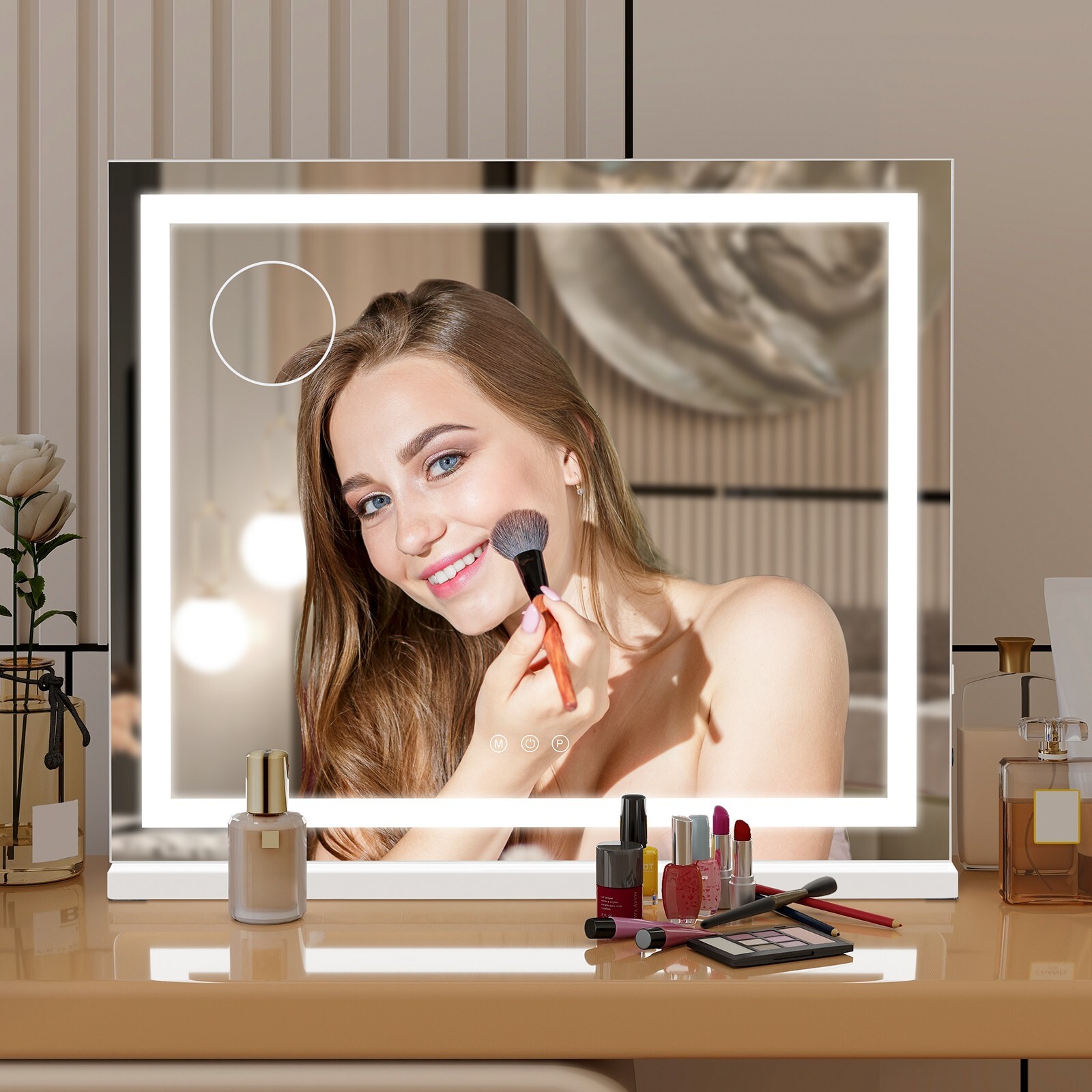 Hollywood Large Makeup Mirror 60*50cm Vanity Mirror Dimmable LED 3 ...