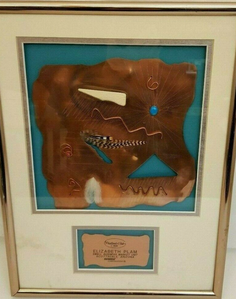 SANDO GEORGE WRIGHT SANDERS COPPER ARTWORK SOUTHWESTERN BORDER FRAMED ...