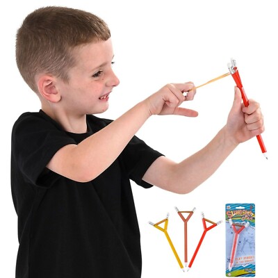 3 SLINGSHOT PENS - Catapult Paper Launcher Funny Kids Ballpoint - Mix ...