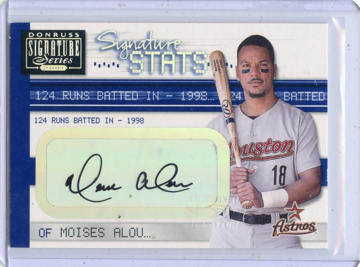 2001 DONRUSS SIGNATURE (NO#) MOISES ALOU AUTOGRAPH #95/124 HOUSTON ...