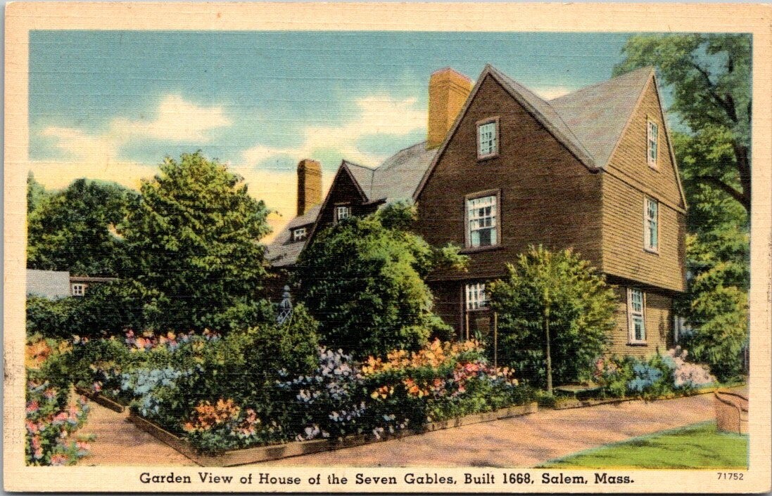 House of the Seven Gables Boston Massachusetts Vintage Linen Postcard ...