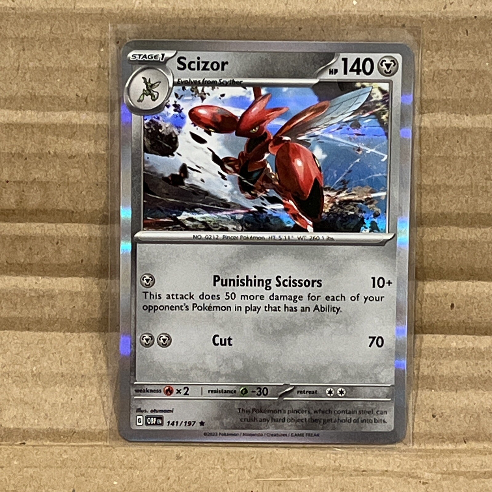 HOLO Scizor 141/197 NM / M - Obsidian Flames Scarlet Violet Pokemon ...