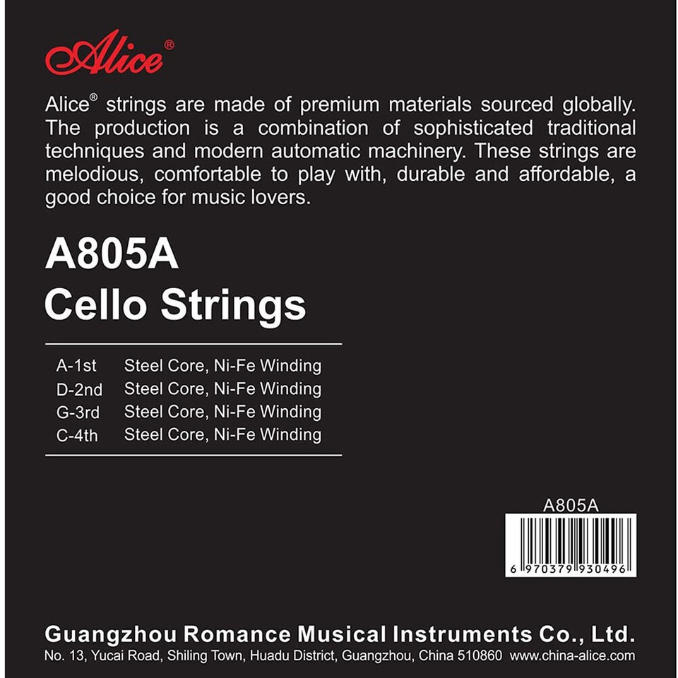 10Sets Alice Cello Strings ADGC High-Carbon Steel Core Ni-Fe Winding 4/ ...