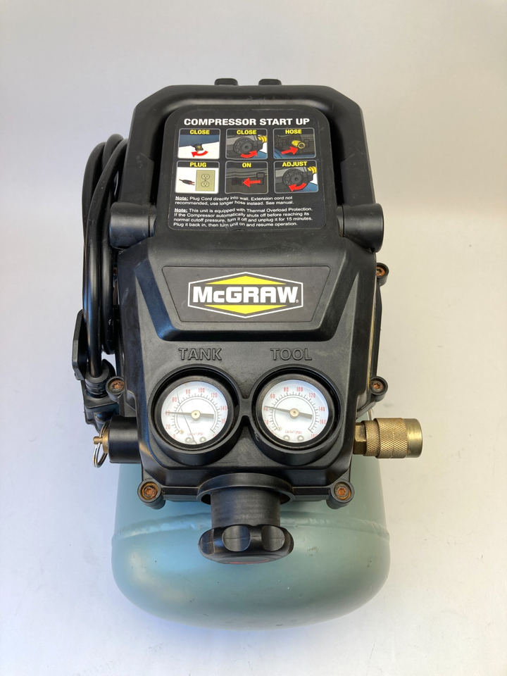 MCGRAW 3 Gallon 1/3 HP 110 PSI Low Profile Oil-Free Hotdog Air ...