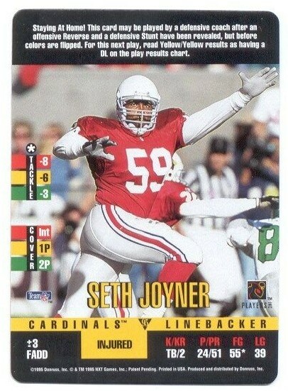 1995 Donruss Red Zone SETH JOYNER St Louis Arizone Cardinals Rare ...