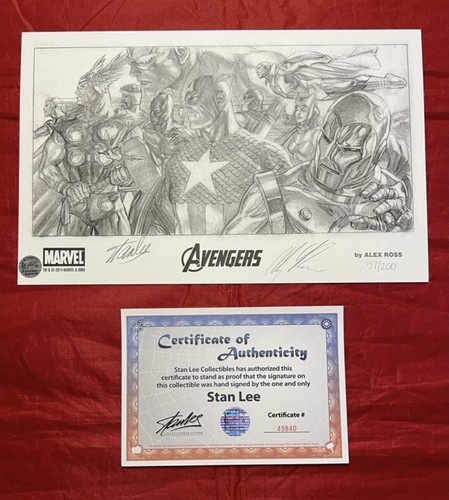 Avengers Alex Ross Parchment Paper Print Signed by Stan Lee & Alex Ross ...
