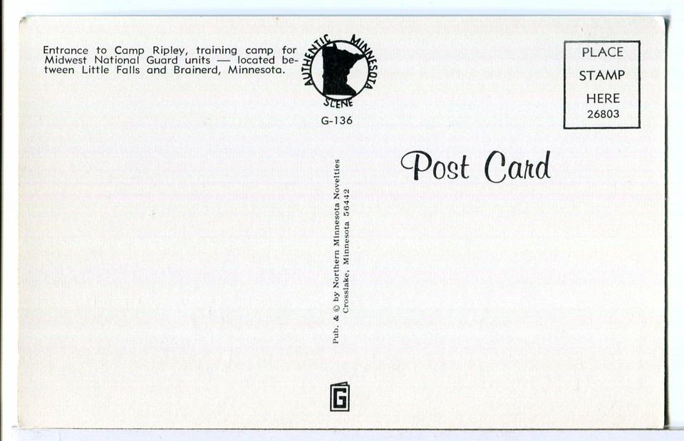 Main Gate at Camp Ripley, MNG Training Facility near Little Falls 1970s ...