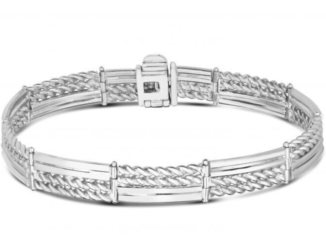 Phillip Gavriel 8" Italian Cable and Bar Sterling Silver Men's Bracelet ...